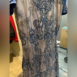 Dresses | Elegant Blue And Gray Embroidered Dress | Poshmark